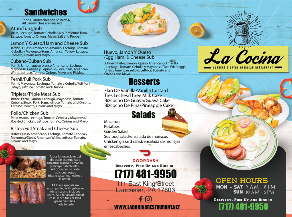 Menu - La Cocina Latin/Spanish Restaurant